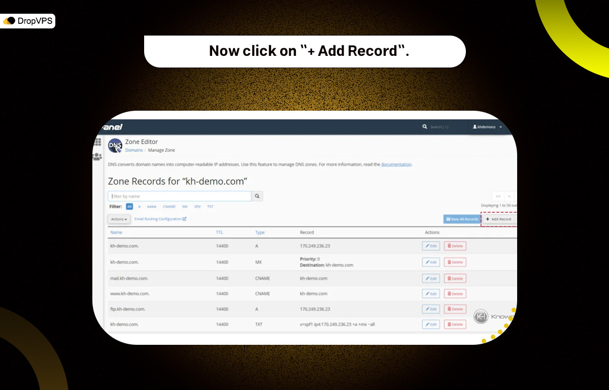 How to change and add DNS records in cPanel